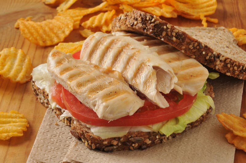 Healthy chicken sandwich stock image. Image of chips - 39116577