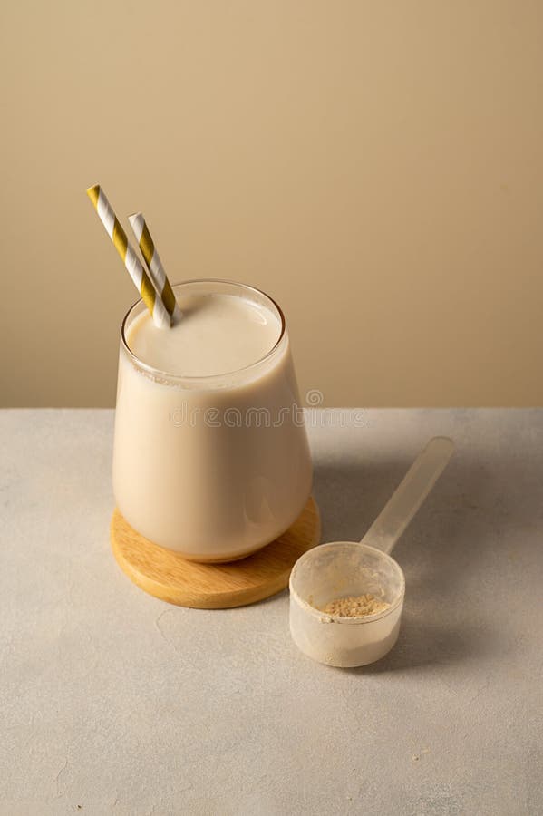 Chocolate Protein Drink. Healthy Banana Protein Shake Drink in a Glass ...