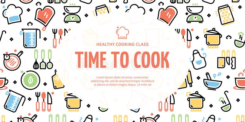 Healthy Cooking Class Time To Cook Horizontal Placard Poster Banner ...