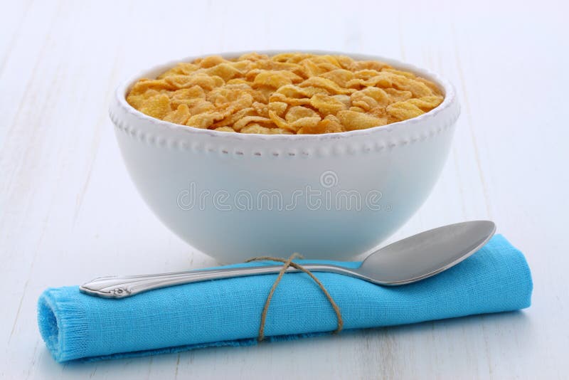 Healthy Corn Flakes Breakfast Stock Photo - Image of meal, crunchy ...