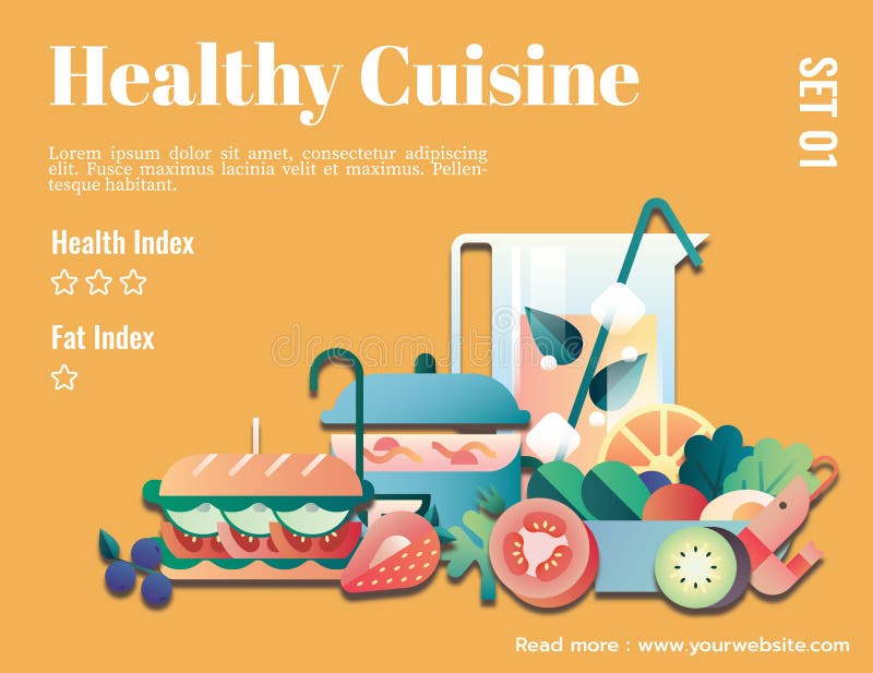 Healthy Cuisine Graphic Template Mockup Stock Vector - Illustration of ...