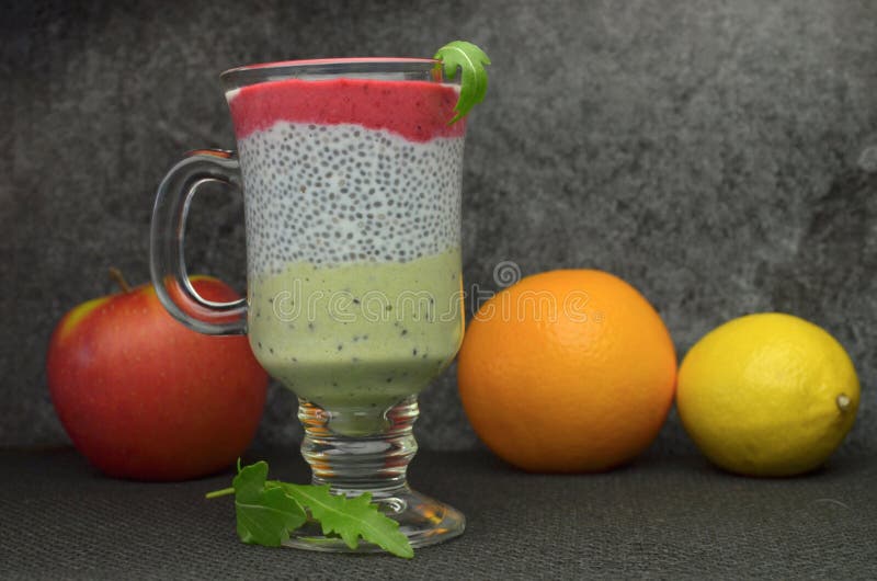 Healthy Desert with Chia and Fruits Stock Photo - Image of bowl ...