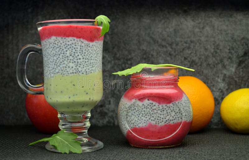 Healthy Desert with Chia and Fruits Stock Photo - Image of detox, kiwi ...