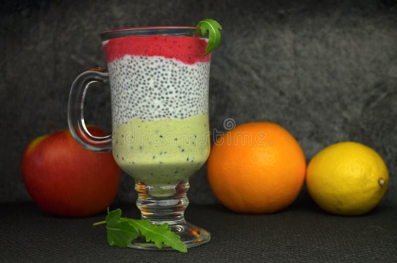 Healthy Desert with Chia and Fruits Stock Image - Image of blackberry ...
