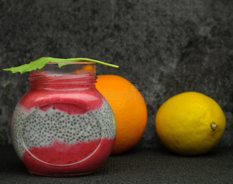 Healthy Desert with Chia and Fruits Stock Image - Image of health, food ...