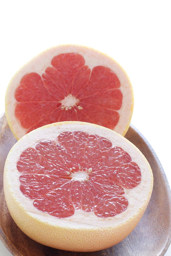 Prepared Cut Ruby Grapefruit on Dish Stock Image - Image of diorama ...