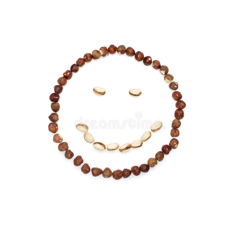 Healthy Diet Concept. Smiley Face Arranged from Dry Brawn Hazelnuts ...