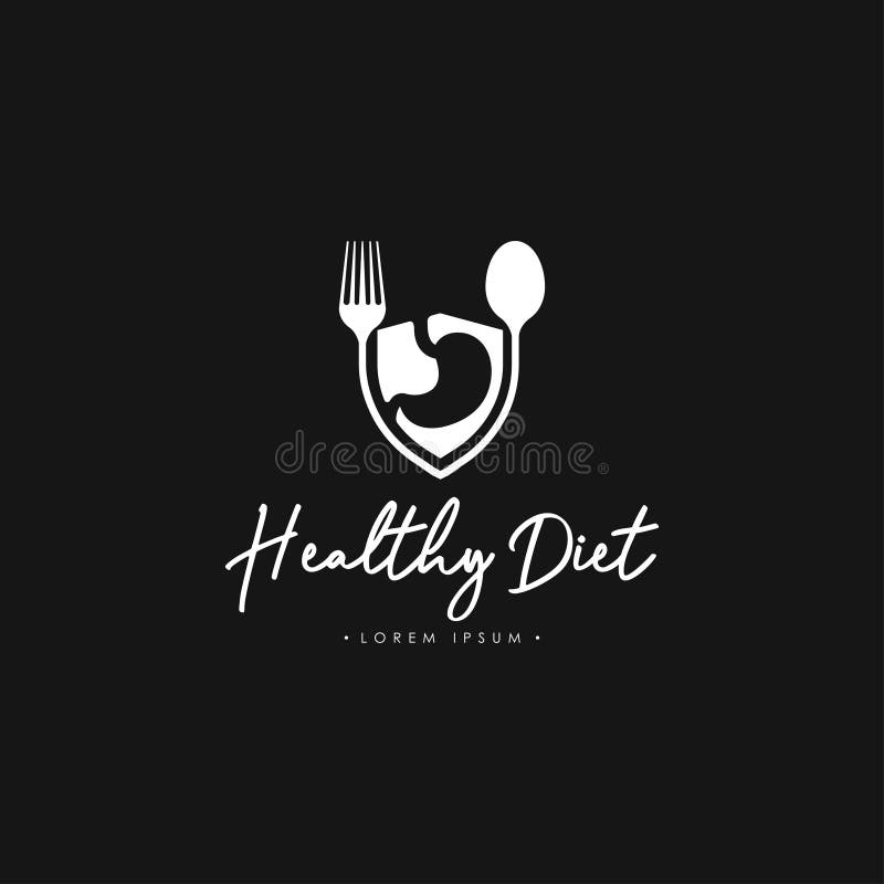 Healthy Diet Logo Template Vector on Isolated White Background Stock ...
