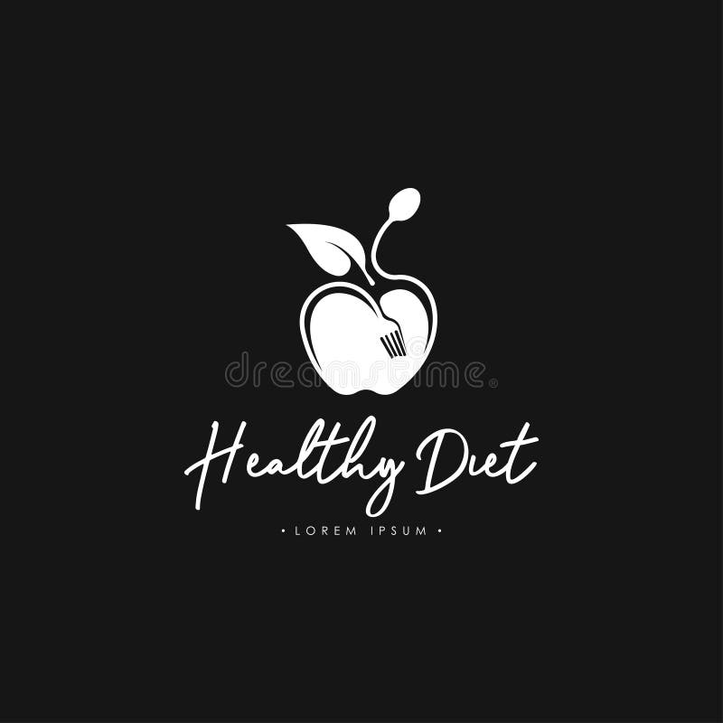 Healthy Diet Logo Template Vector on Isolated White Background Stock ...