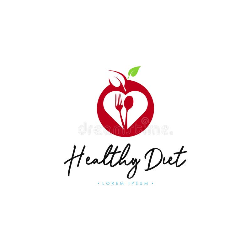 Healthy Diet Logo Template Vector on Isolated White Background Stock ...