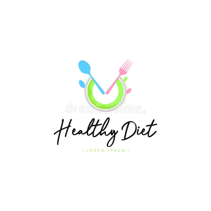 Healthy Diet Logo Template Vector on Isolated White Background Stock ...