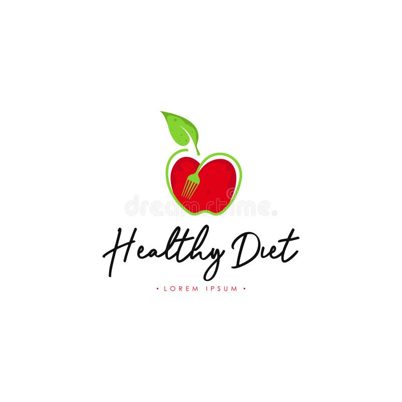 Healthy Diet Logo Template Vector on Isolated White Background Stock ...