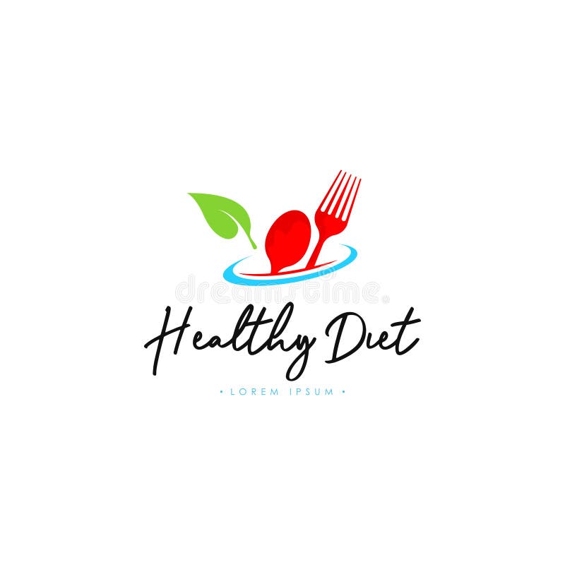 Healthy Diet Logo Template Vector on Isolated White Background Stock ...