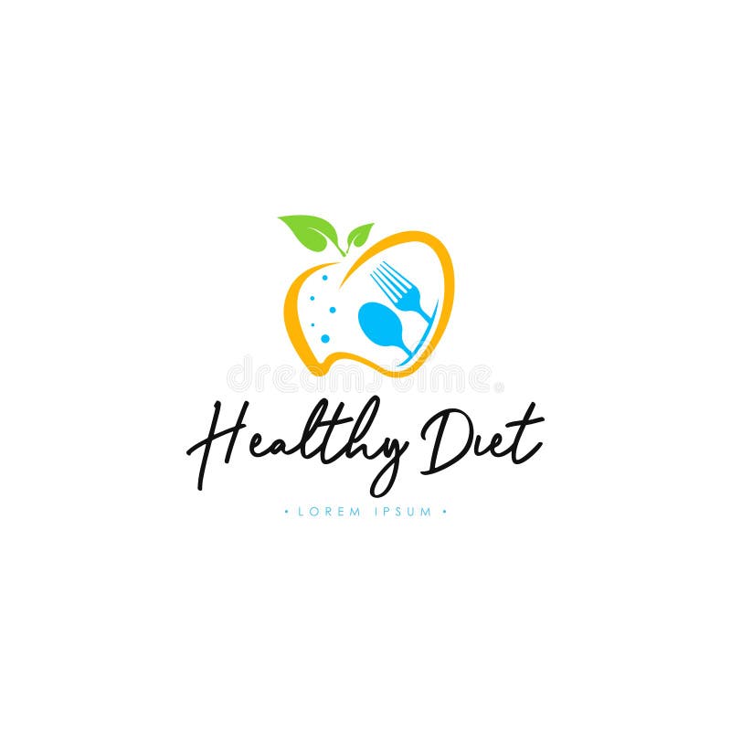 Healthy Diet Logo Template Vector on Isolated White Background Stock ...