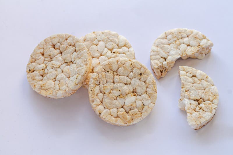 Healthy Puffed Rice Cakes Isolated on White Stock Image - Image of ...
