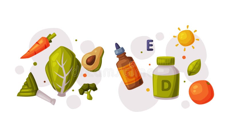 Healthy Diet and Sports Objects Set. Fresh Organic Food and Supplements ... Healthy Diet and Sports Objects Set. Fresh Organic Food and Supplements ...