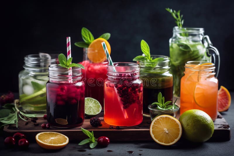 Healthy Drinks and Cocktails. AI Generated Stock Illustration ...