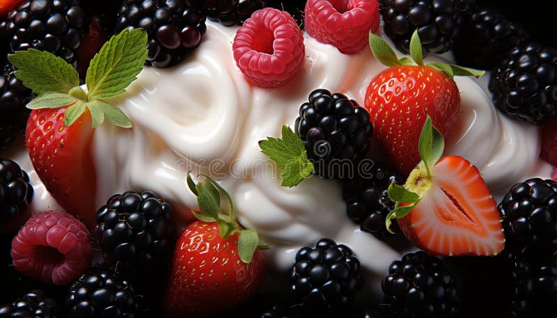 Healthy Eating a Bowl of Fresh, Ripe Berry Fruit Generated by AI Stock ...