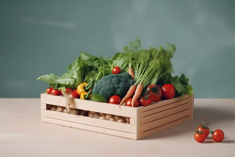Healthy Eating Concept. Box with Vegetables Stock Illustration ...
