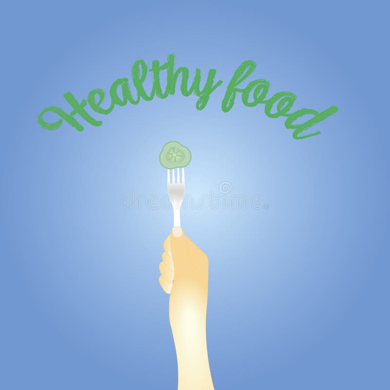 Healthy Eating Concept. Cucumber on the Fork Stock Vector ...