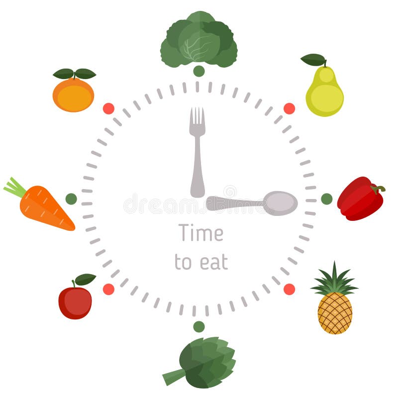 Healthy eating food clock stock vector. Illustration of fresh - 73778209