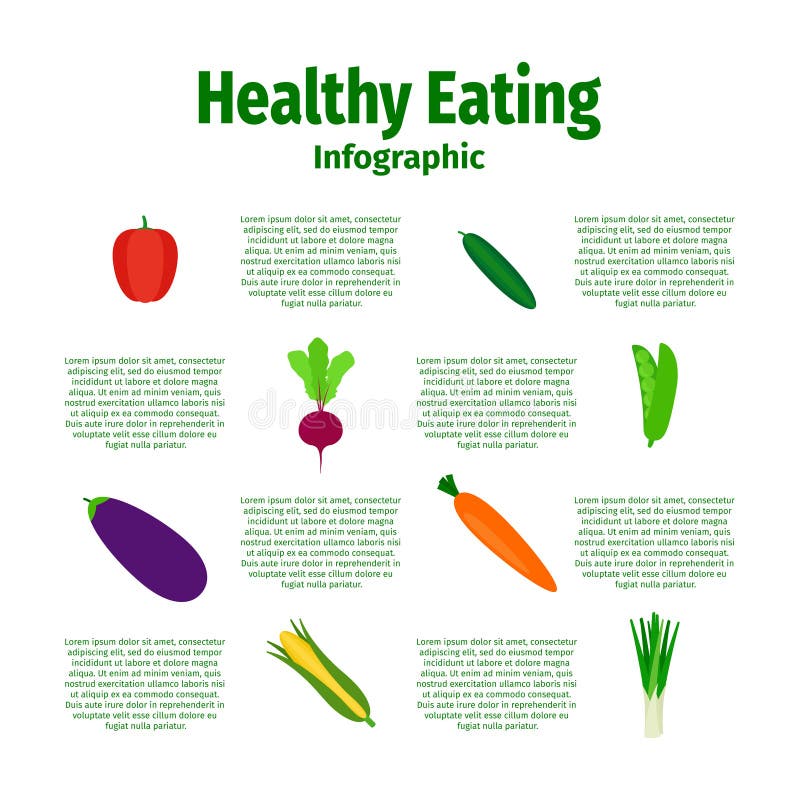 Healthy Eating Infographic with Vegetables Stock Vector - Illustration ...