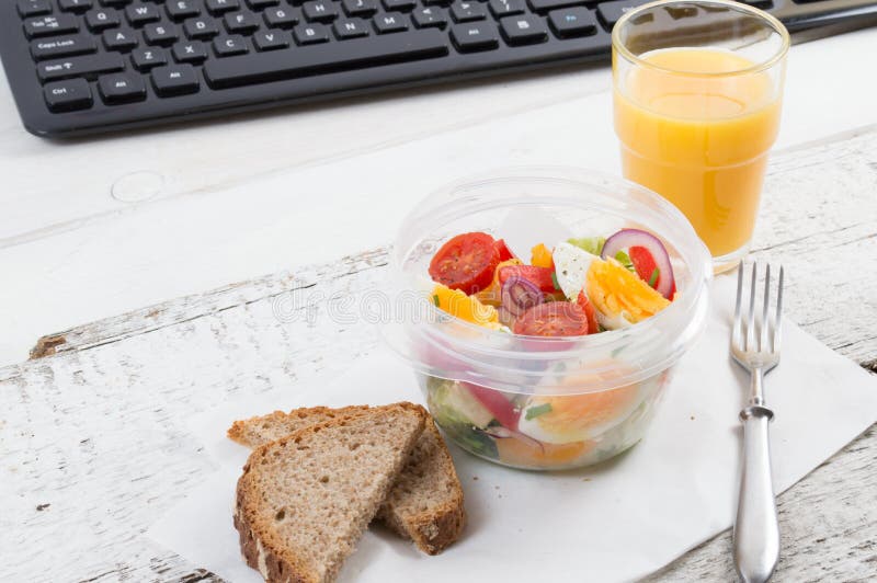 Healthy Eating for Lunch To Work. Food in the Office Stock Photo ...