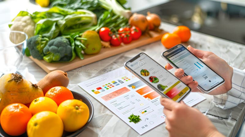 Healthy Eating Made Simple with Technology. Person Using a Nutrition ...