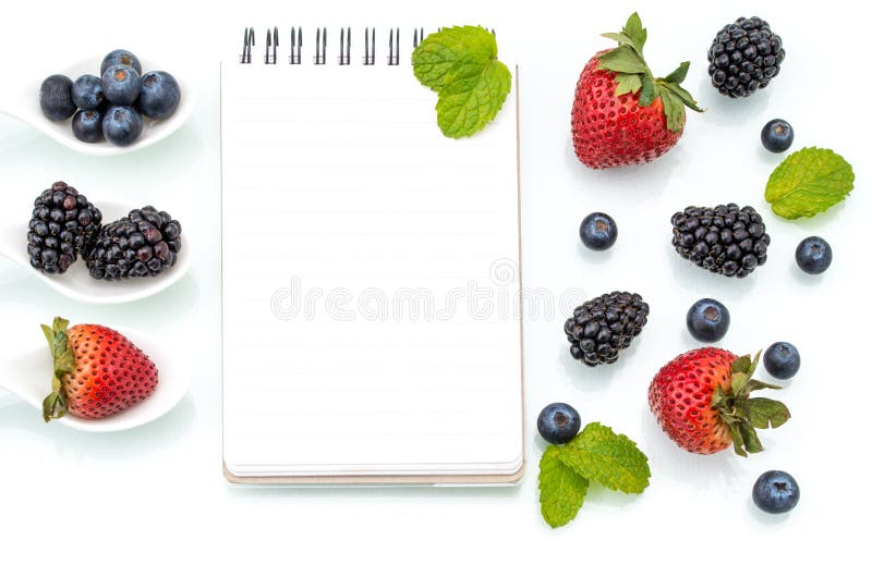 Healthy Eating Plan, Dieting, Berry, Notebook Stock Image - Image of ...
