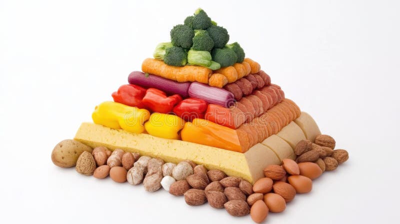 Healthy Eating Pyramid, Food Guide Stock Illustration - Illustration of ...