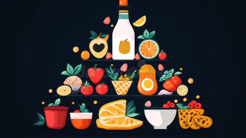 Healthy Eating Pyramid Guide Stock Image - Image of pyramid, balanced ...