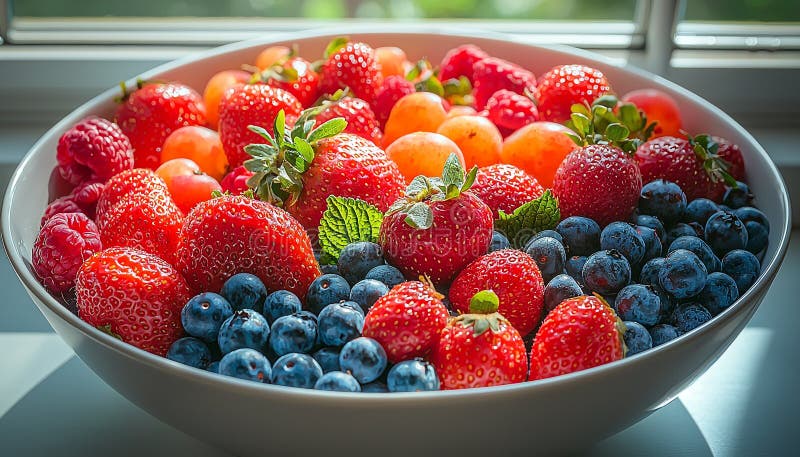 Healthy Eating with Ripe Berry Fruit on Wood Plate Generated by AI ...