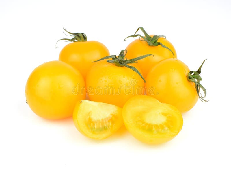 Fresh Yellow Tomatoes on White Stock Photo - Image of vegetables ...