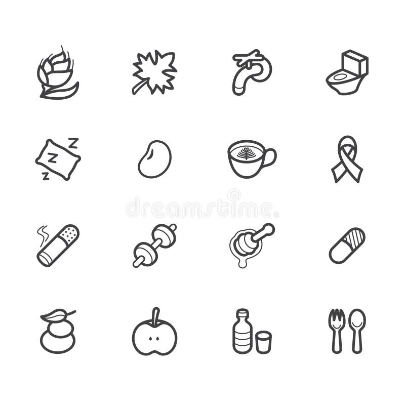 Healthy Element Black Icon Set2 on White Background Stock Illustration ...