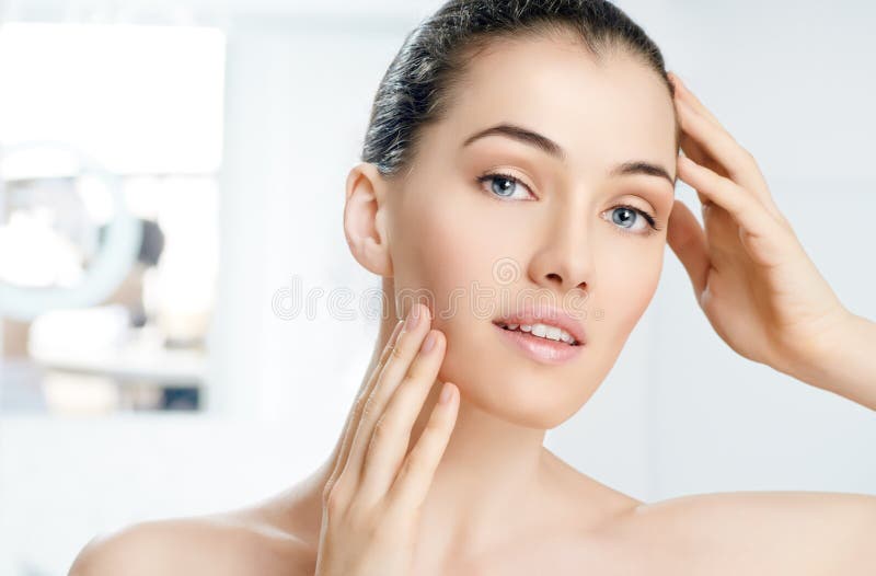 Skin Care Beauty Woman Face Lips And Hands Natural Skincare Stock