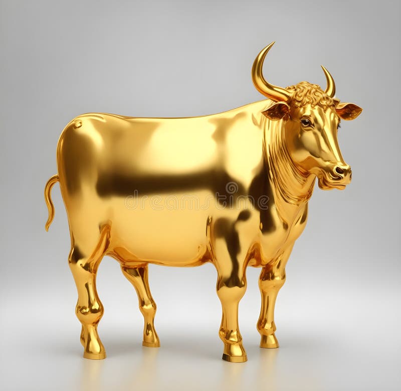 Healthy fat golden cow stock illustration. Illustration of cattle ...