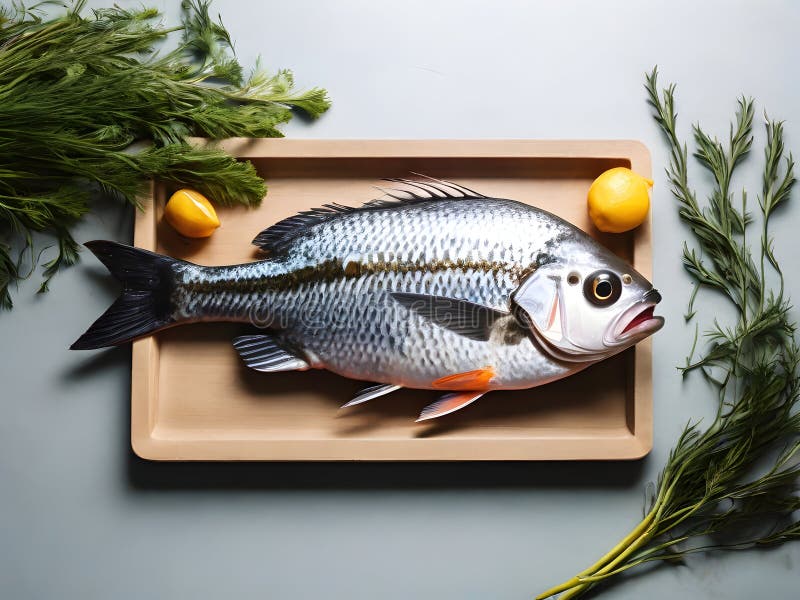 Healthy fish on the table stock illustration. Illustration of baked ...