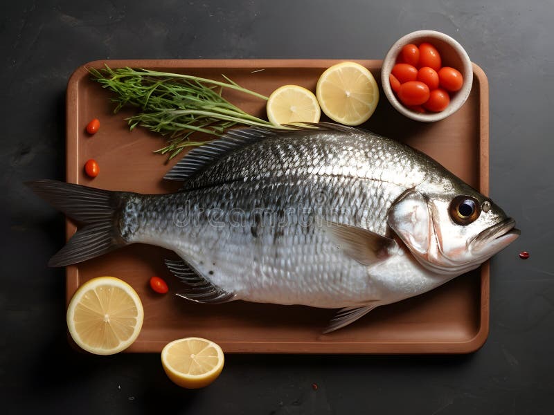 Healthy fish on the table stock illustration. Illustration of ...