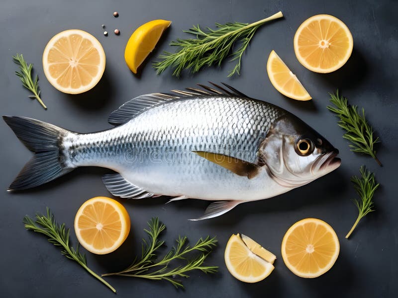 Healthy fish on the table stock illustration. Illustration of eating ...