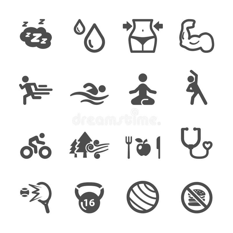 Healthy and Fitness Icon Set, Vector Eps10 Stock Vector - Illustration ...