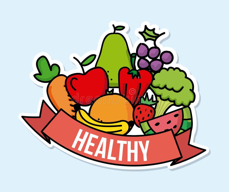 Healthy Food Store Logo with Fruit and Vegetable Stock Vector ...