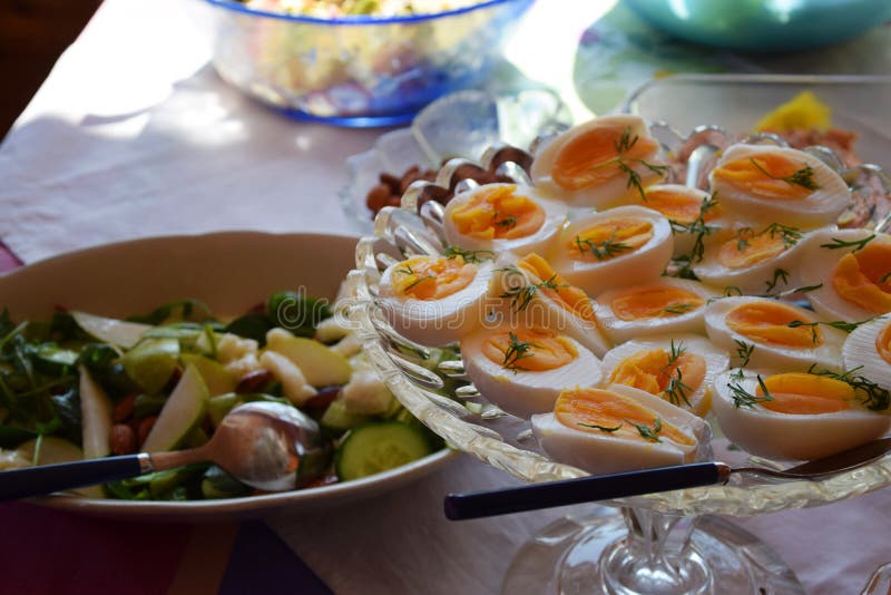 Healthy Food at the Buffet Table Stock Photo - Image of eggs, salads ...