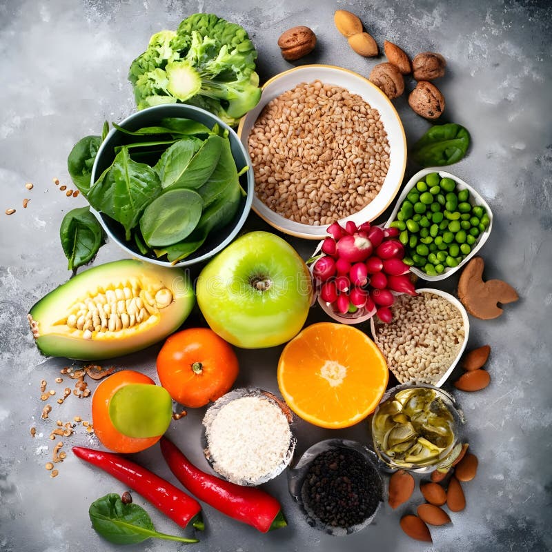 Healthy Food Clean Eating Selection, Copy Space Stock Illustration ...