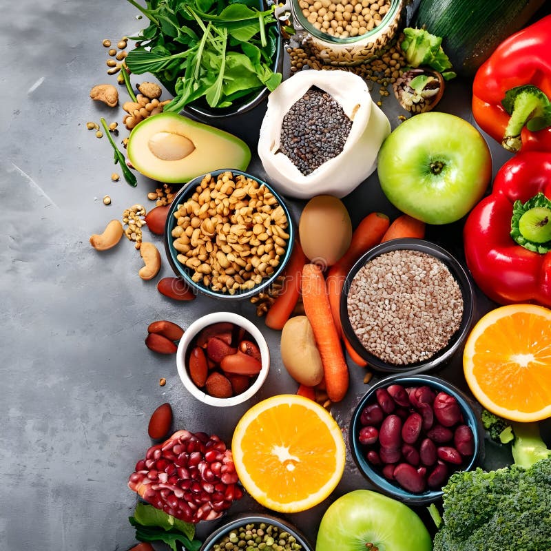 Healthy Food Clean Eating Selection, Copy Space Stock Illustration ...