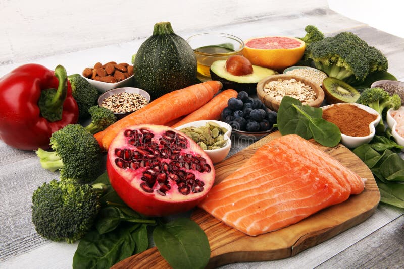 A Selection of Raw Fish Laid Side by Side in a Supermarket. Healthy ...