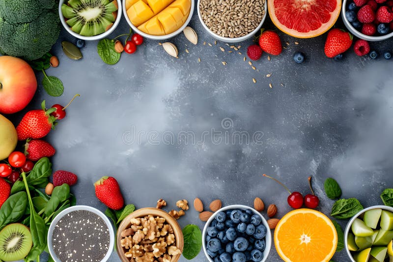 Healthy Food Clean Eating Selection Fruit Vegetable with Copy Space,top ...