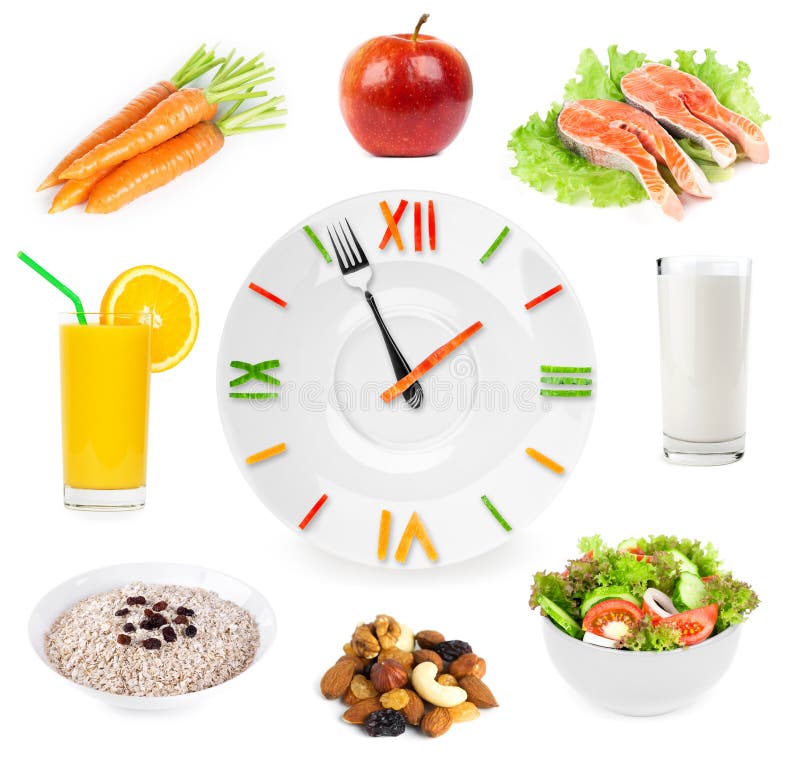 Diet clock concept stock photo. Image of dish, five, clock - 22591240