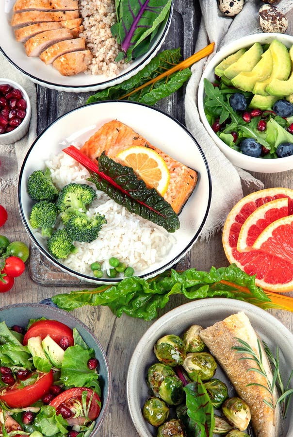 Healthy Food Dishes, Healthy Food Assortment Stock Image - Image of ...