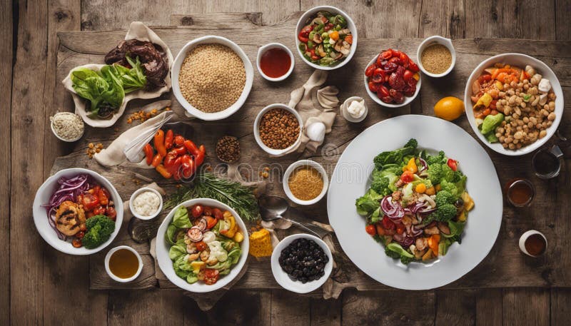 Healthy Food Display Assorted Grains and Vegetables Stock Photo - Image ...