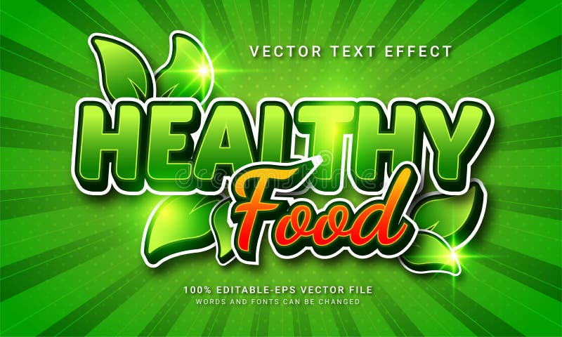 Healthy Food Editable Text Effect with Vegetarian Food Menu Theme Stock ...